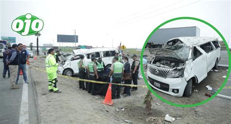 Accidente de miniván deja tres muertos y heridos en la Panamericana Sur