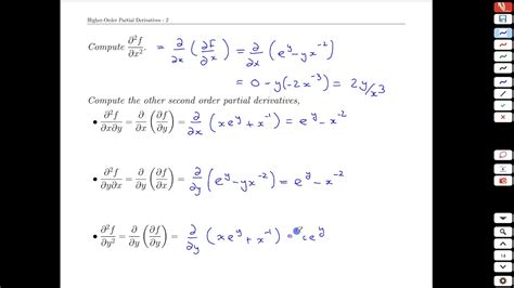 unit 21 4 higher order partial derivatives math 121 youtube