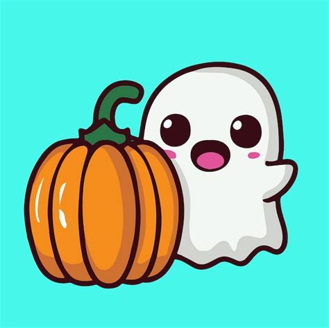 Lindo Fantasma De Halloween Con Ilustraci N De Calabaza Malvada