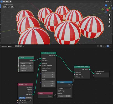 how to set material in geometry nodes 3 0 based on instance index materials and textures
