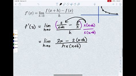finding derivative function using limit definition y 2 x youtube