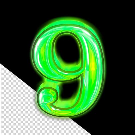 Símbolo verde brilhante número 9 PSD Premium