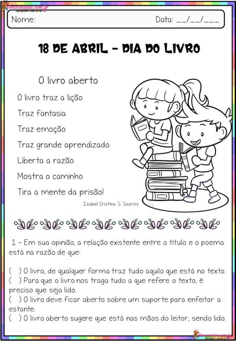 Atividades sobre o Dia do Livro Infantil 5º ano