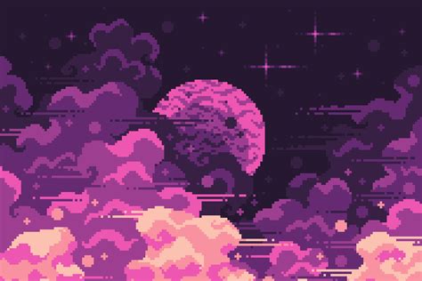Space Clouds Space Stars Digital Art Pixelated Clouds Pixels