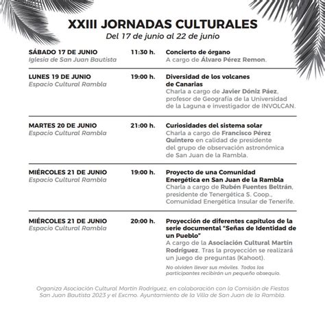 Actos Fiestas Patronales San Juan Bautista 2023 San Juan De La Rambla