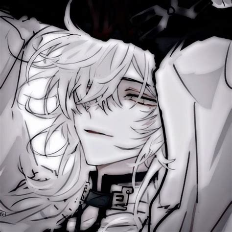 An Anime Character With Long White Hair And Black Eyes Holding His