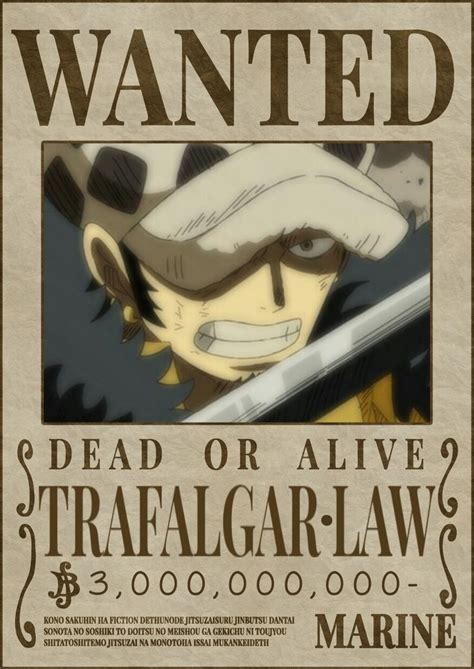 One Piece Poster Wanted Trafalgar Law Original One Piece Wanted Poster
