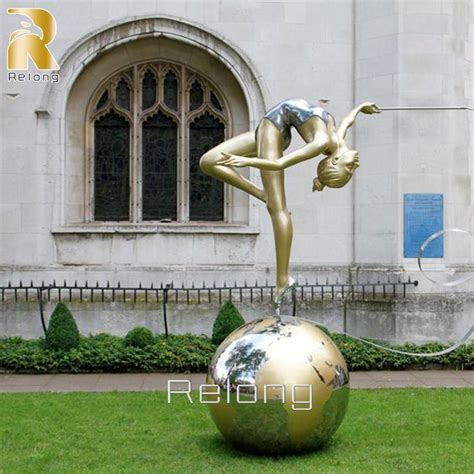Life Size Metal Crafts Stainless Steel Gymnastic Girl Sculpture China