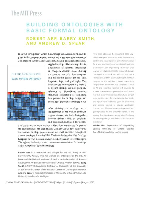 pdf building ontologies with basic formal ontology cambridge ma mit press 2015 robert
