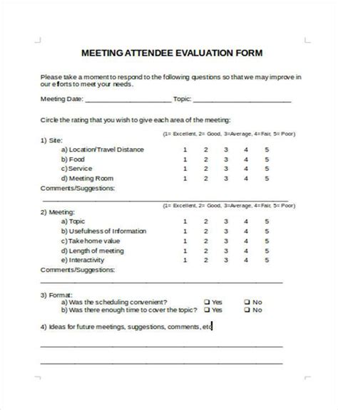 FREE 8 Meeting Evaluation Forms In PDF MS Word