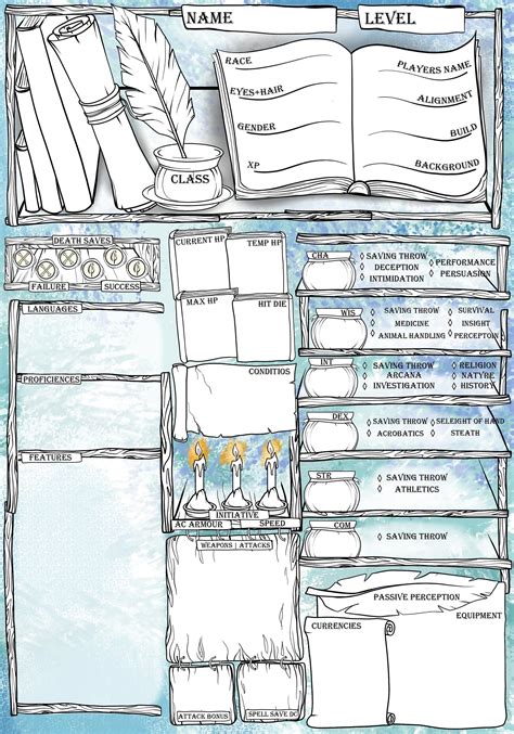 Dnd Character Sheet Set Fillable Dnd Character Sheet Etsy In 2022