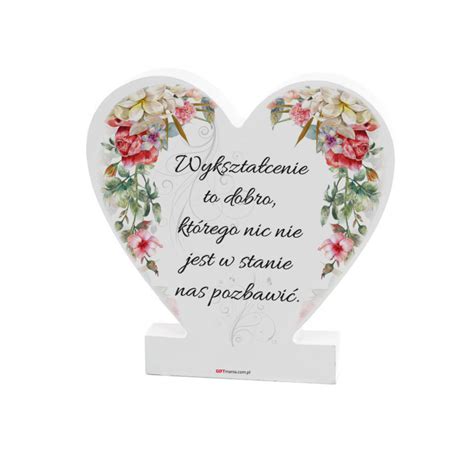 Drewniana tabliczka serce z podstawką wzbogacona lakierem UV z napisem