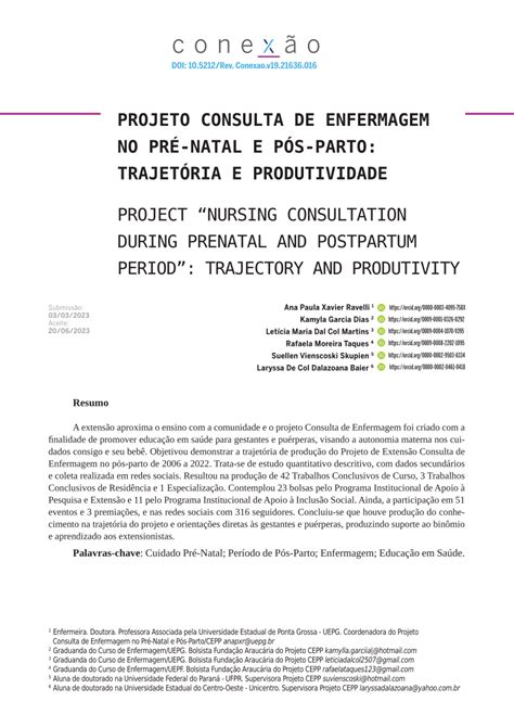 PDF PROJETO CONSULTA DE ENFERMAGEM NO PRÉ NATAL E PÓS PARTO