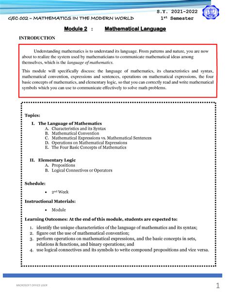 gec 002 module 2 mathematical language gec 002 mathematics in the modern world 1 st