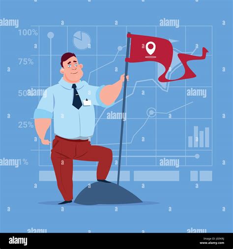 Business Man Hold Flag Successful Achievement Concept Stock Vector
