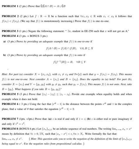 solved problem 1 2 pts prove that ∁ ∁a∩b a∪∁b problem