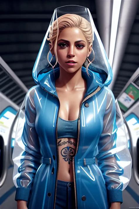 Dopamine Girl A Digital Painting Of Shakira Wearing Transparent