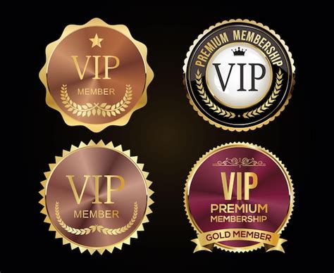 Premium Vector Golden Badge Vip Premium Member Design Isolated On