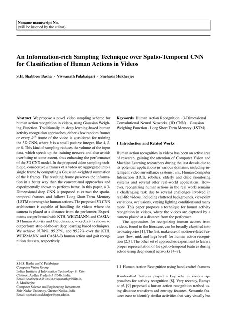 pdf an information rich sampling technique over spatio temporal cnn for classification of