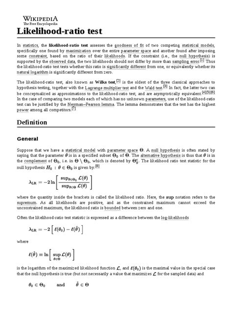 likelihood ratio test pdf statistical hypothesis testing tests