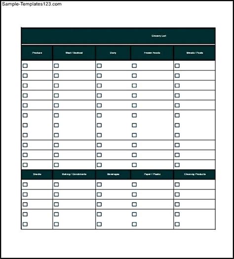 Fresh Blank Grocery Shopping List Template Sparklingstemware