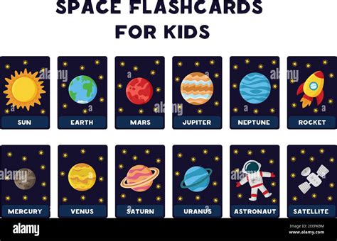 Flashcards De Espacio Para Ni Os Ilustraciones Vectoriales De Planetas