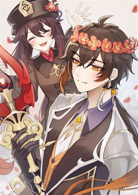 Hu Tao And Zhongli Genshin Impact Drawn By Gya 144 Danbooru