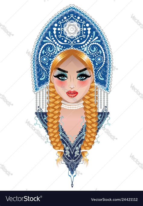 Blonde Girl In Kokoshnik Royalty Free Vector Image
