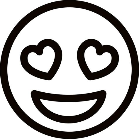 Line Art Illustration Of Heart Eyes Emoji Face Icon Vector
