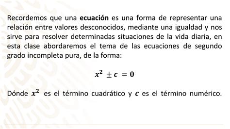 Resolución de ecuaciones de segundo grado de la forma ax2 c 0