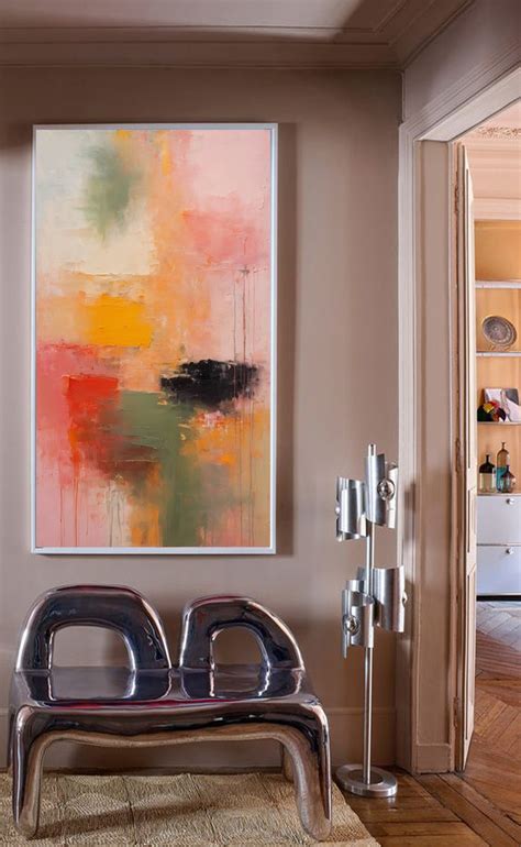 Pink And Green Wall Art For Hallway Long Narrow Wall Art Pink Large
