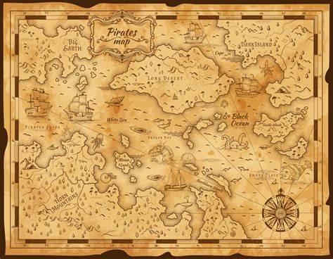 Old Pirate Treasure Map Parchment Paper 13467392 Vector Art At Vecteezy