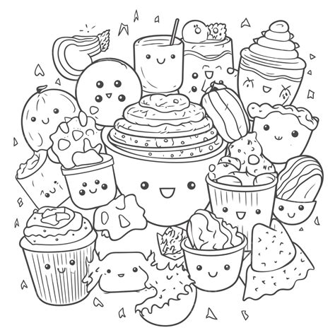 Yummy Kawaii Coloring Pages Outline Sketch Drawing Vector Kawaii Drawing Wing Drawing Ring