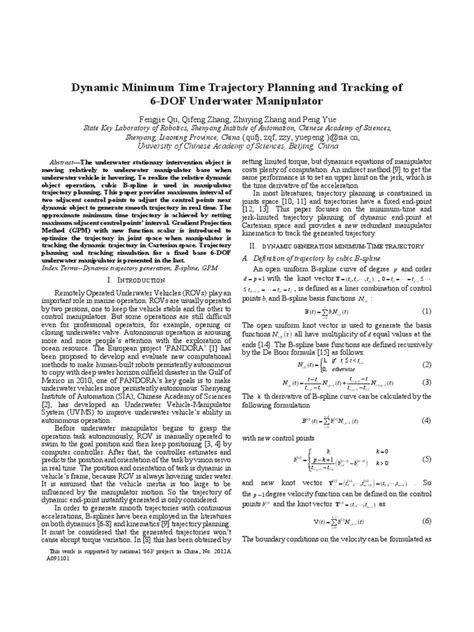 dynamic minimum time trajectory planning and tracking of 6 dof underwater manipulator libre pdf