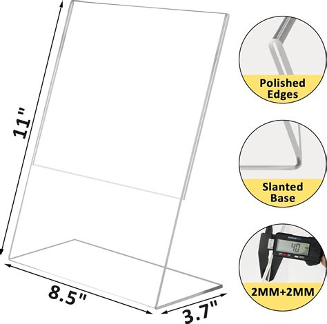 Paquete de 4 soportes acrílicos para letreros de 8 5 x 11 pulgadas