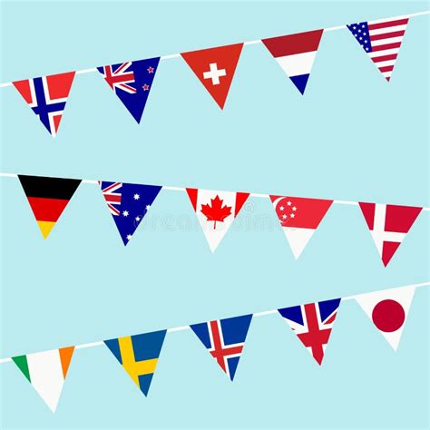Bunting Met Vlaggen Van De Meest Ontwikkelde Landen In De Wereld Vector
