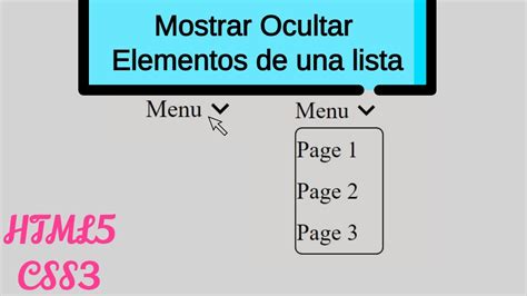 Cómo mostrar y ocultar elementos de un Menu HTML y CSS YouTube