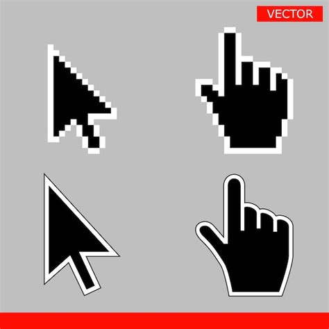 Premium Vector Black Arrow And Pointer Hand Cursor Icon Set Pixel And