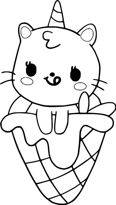 Unicat Ice Cream Coloring Page ColoringAll