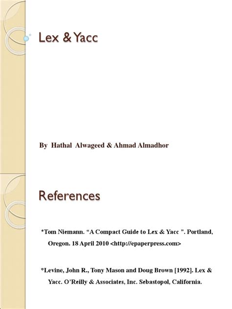 lex and yacc pdf parsing syntax logic