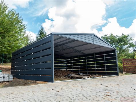 Wiata garażowa Carport 6x6m Matowy Grafit Dwuspadowy Transtal Sklep