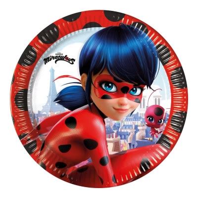 8 ASSIETTES CARTON MIRACULOUS LADYBUG 23CM ROUGE