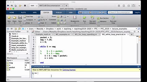 intro to matlab week 1 example 5 while loop more practical youtube