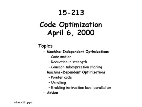 code optimization april 6 ppt download