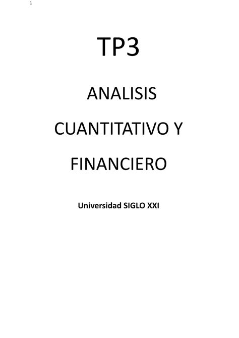 TP3 Analisis Cuantitativo Y Fianciero TP ANALISIS CUANTITATIVO Y