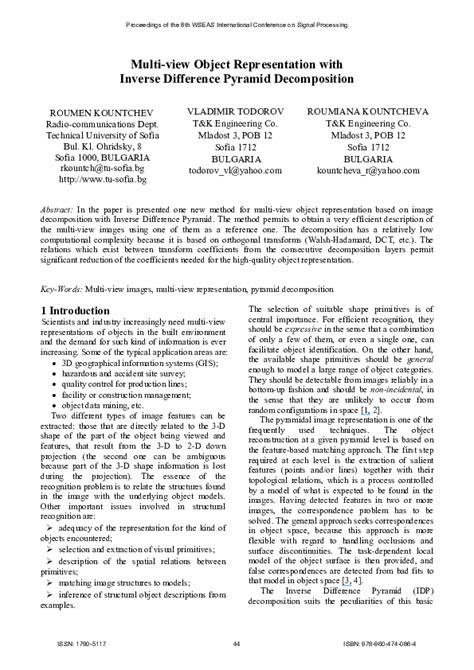 pdf multi view object representation with inverse difference pyramid decomposition roumen