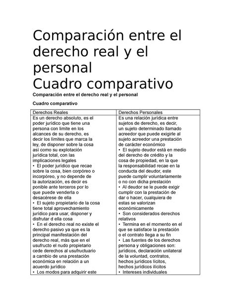 Cuadro Comparativo De Derechos Personales Y Reales Cu Vrogue Co