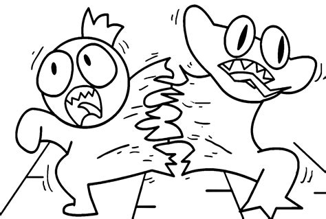 Blue And Cyan Rainbow Friends Coloring Pages Cyan Rainbow Friends