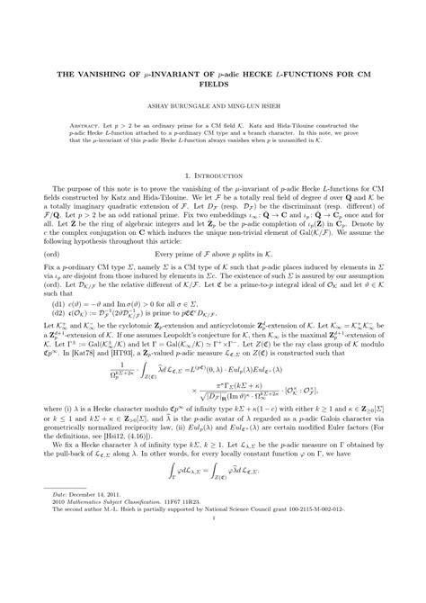 pdf the vanishing of invariant of p adic hecke l functions for cm fields