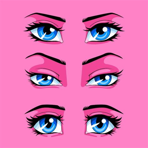 Ilustración de dibujos animados de ojos azules dibujados a mano